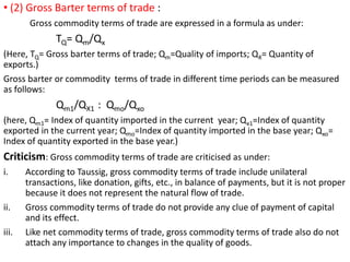 Terms of trade for international trade and other theories | PPTX