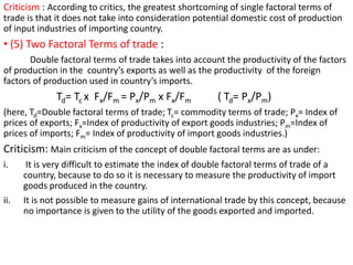 Terms of trade for international trade and other theories | PPTX