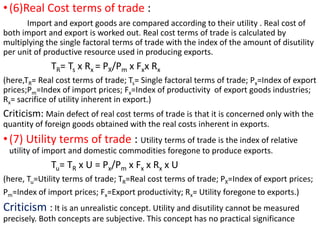 Terms of trade for international trade and other theories | PPTX