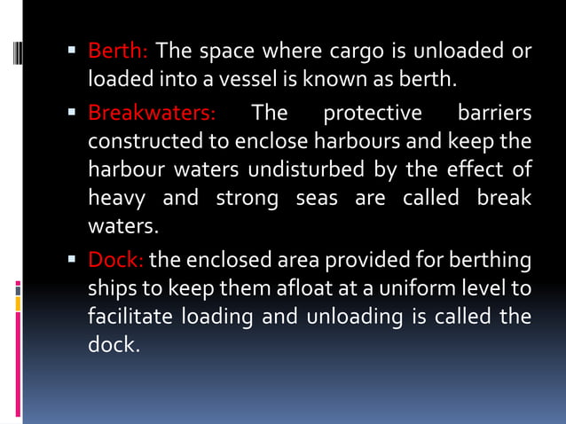 Terms related to docks and harbours | PPT