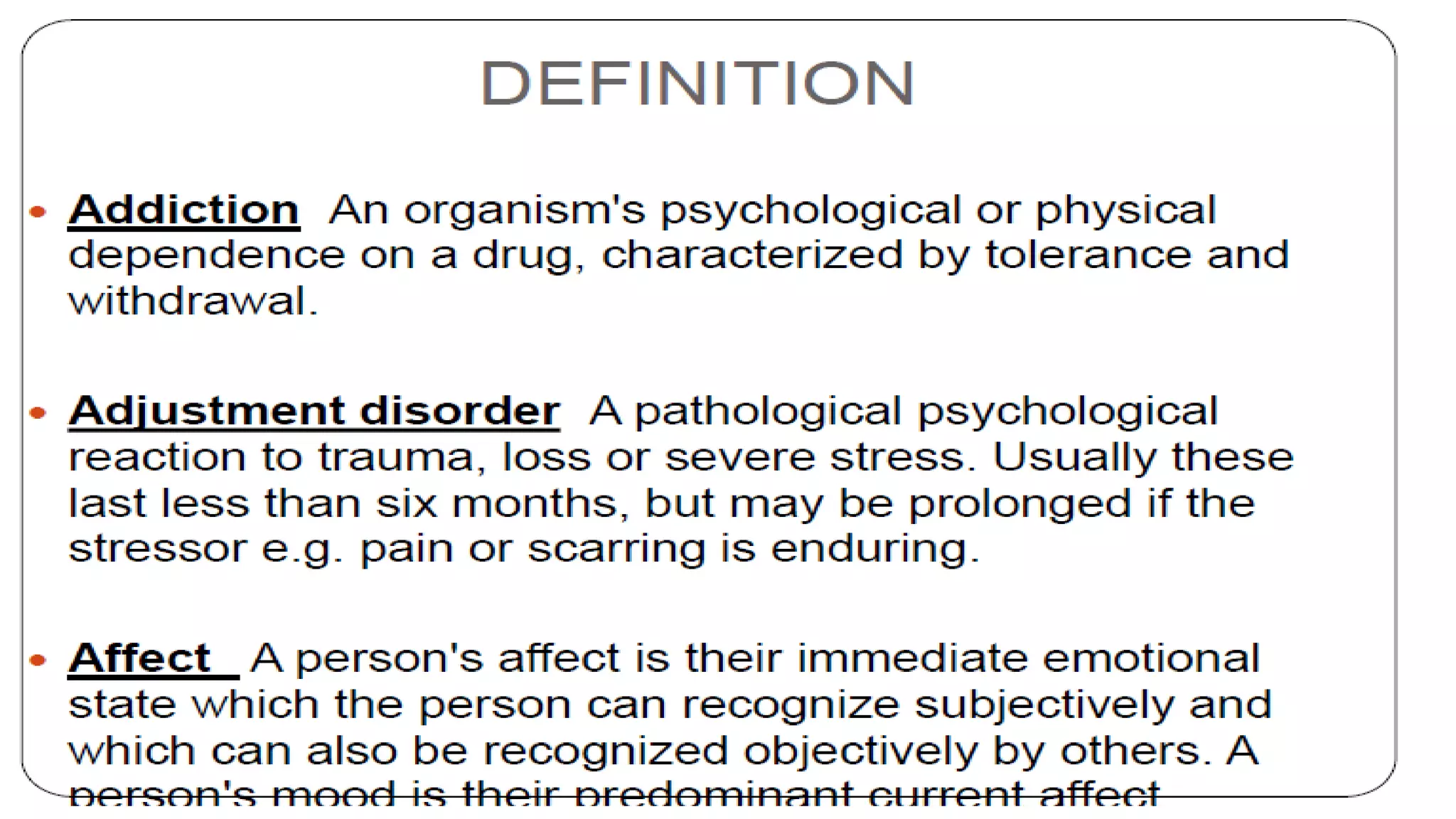 Terms used in psychiatric nursing | PPTX | Mental Health | Diseases and ...