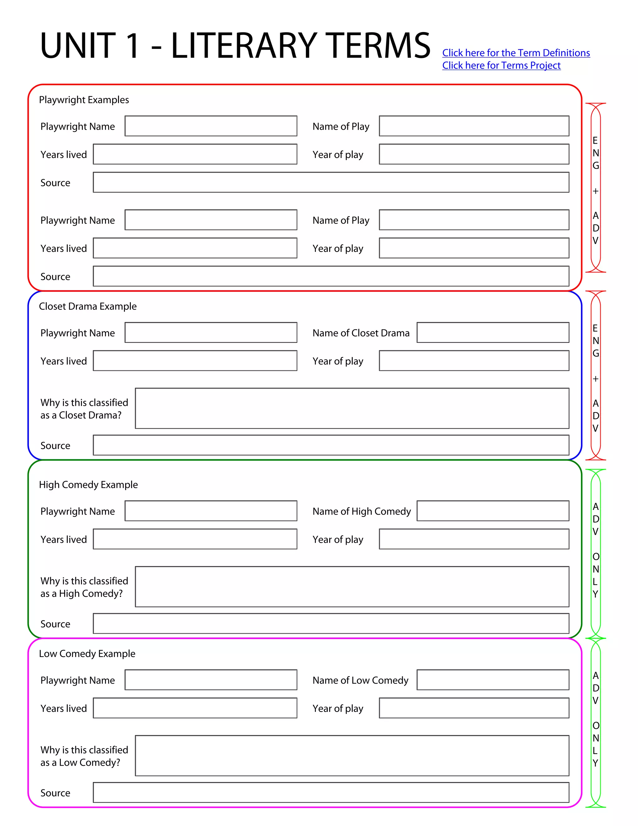Terms Worksheet | PDF