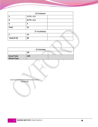 Term Test Grade 3 Oxford Institute Pdf