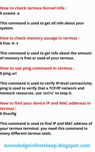 [PDF] 2021 Termux basic commands list | PDF