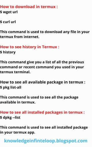 [PDF] 2021 Termux basic commands list | PDF