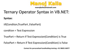 Ternary operator in vb.net | ternary operator example vb.net | how to write ternary operator in ...