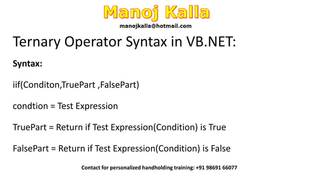Ternary operator in vb.net | ternary operator example vb.net | how to ...