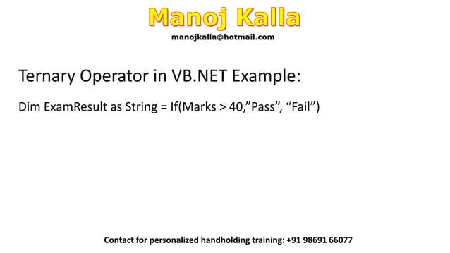 Ternary operator in vb.net | ternary operator example vb.net | how to ...