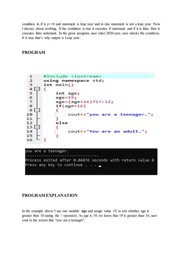 Ternary operator | DOCX