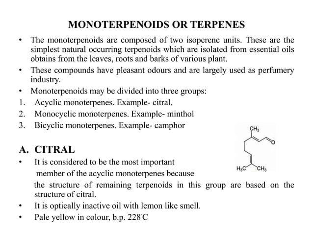 Terpene and structure elucidation of monoterpene | PPTX