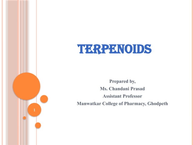Terpenoids Introduction Occurrence Identification Test Isolation