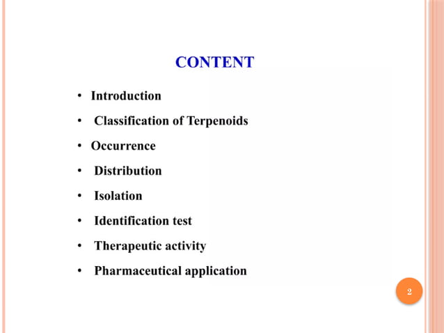 Terpenoids Introduction Occurrence Identification Test Isolation