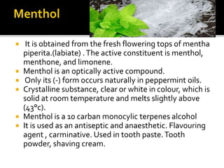 Terpenoids, carotenoids, vitamins and quassinoids | PPTX