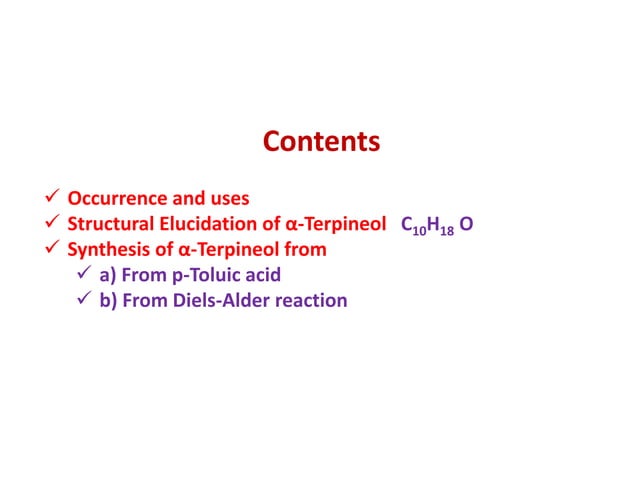 Chemistry of α-Terpineol | PPTX | Chemistry | Science