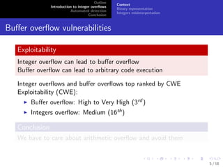 Detecting and exploiting integer overflows | PPT