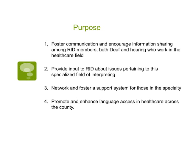 Interpreters in Healthcare Settings RID member section - Intro | PPT