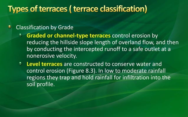 Terraces:Soil Water Conservation structure | PPTX | Landscaping | Home ...