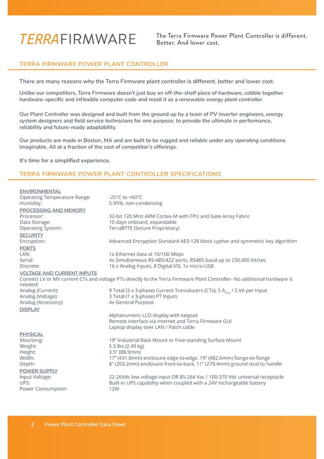 Terra firmware plant-controller_data_sheet-v1 | PDF