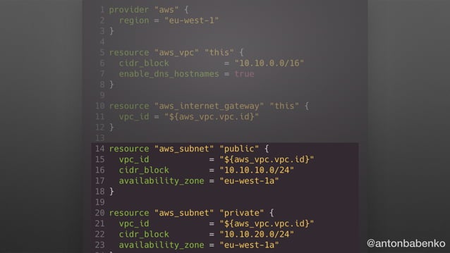 OSDC 2019 | Terraform best practices with examples and arguments by Anton Babenko | PPT