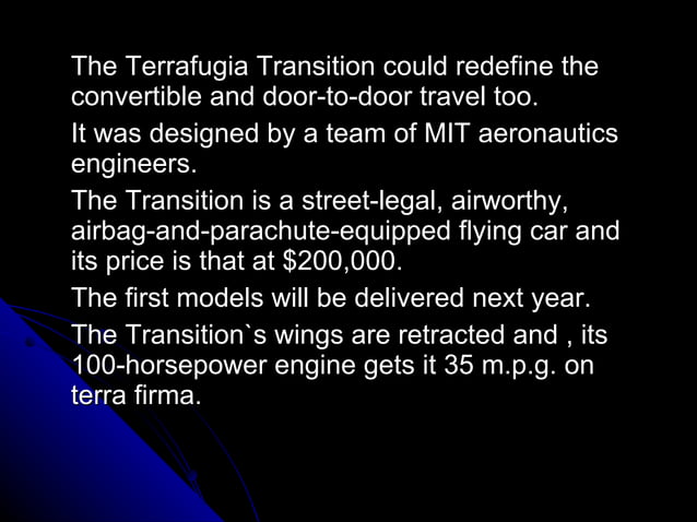 Terrafugia transition finalNuriaEspadas | PPT