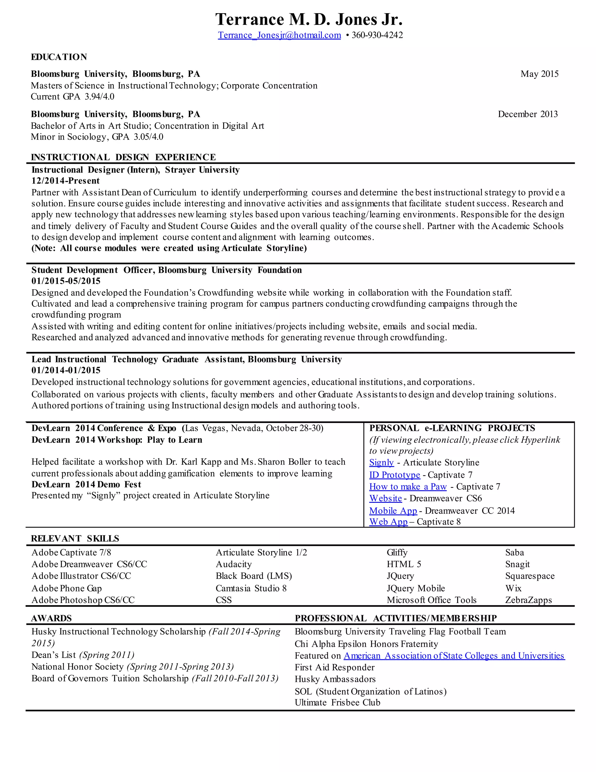 Terrance j resume | DOCX | Educational Video Games | Video Game Genres