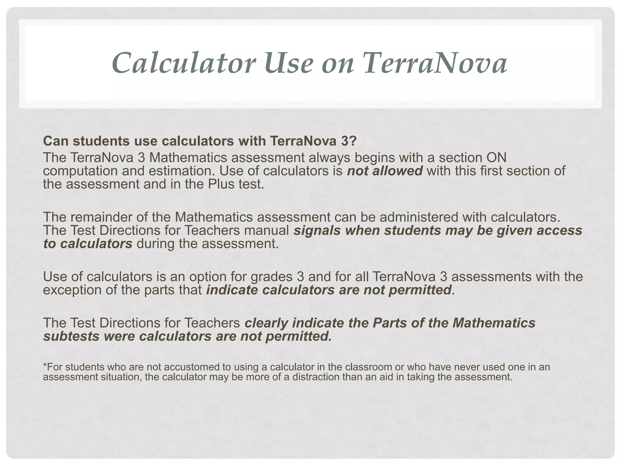 Terra Nova Testing Procedures Updated 5.2022.ppt | Standardized Testing ...