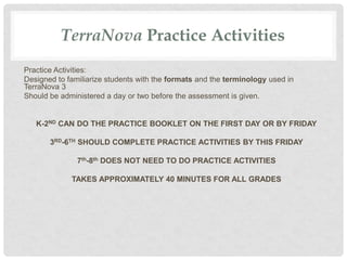 Terra Nova Testing Procedures Updated 5.2022.ppt | Standardized Testing ...