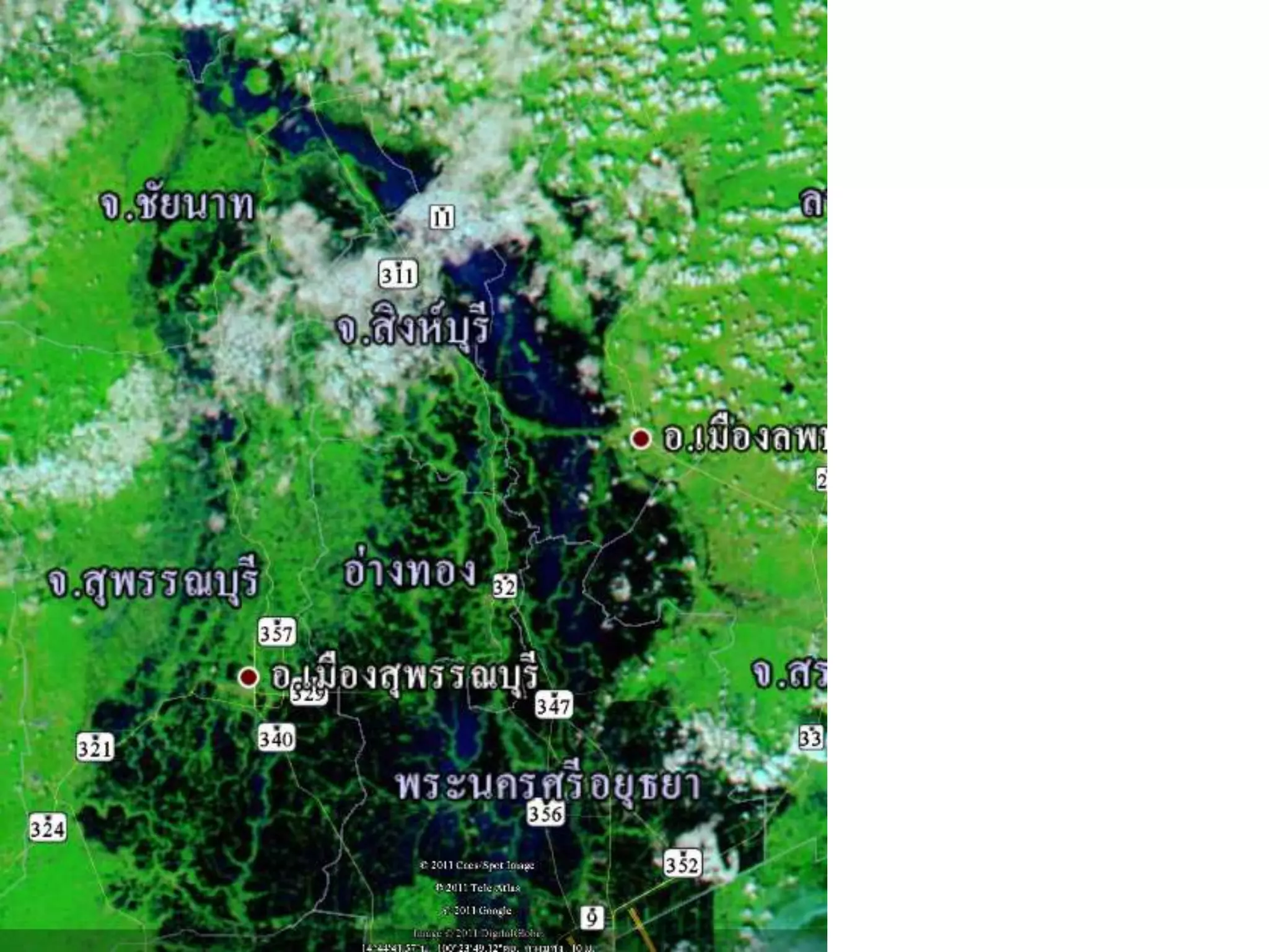 สถานการณ์น้ำโดยดาวเทียม Terra sensor modis ณ เวลา ๑๑.๓๐ น ๒๖ ตุลาคม ๕๔ | PPTX