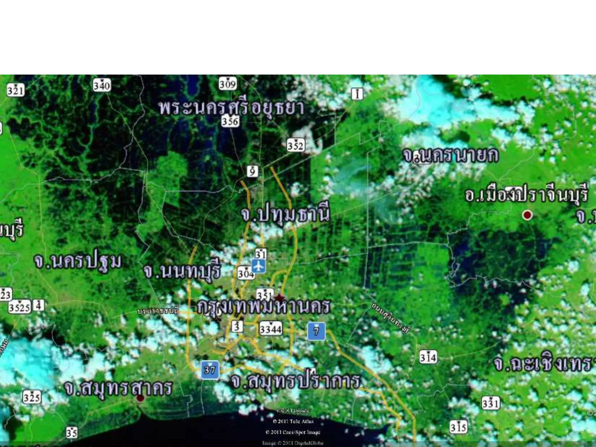 สถานการณ์น้ำโดยดาวเทียม Terra sensor modis ณ เวลา ๑๑.๓๐ น ๒๖ ตุลาคม ๕๔ ...