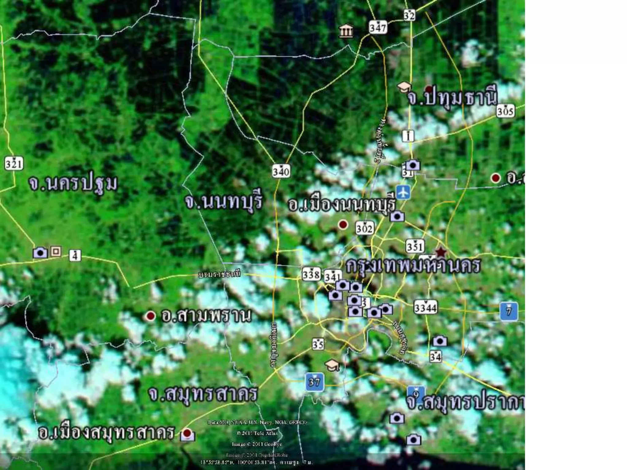 สถานการณ์น้ำโดยดาวเทียม Terra sensor modis ณ เวลา ๑๑.๓๐ น ๒๖ ตุลาคม ๕๔ ...