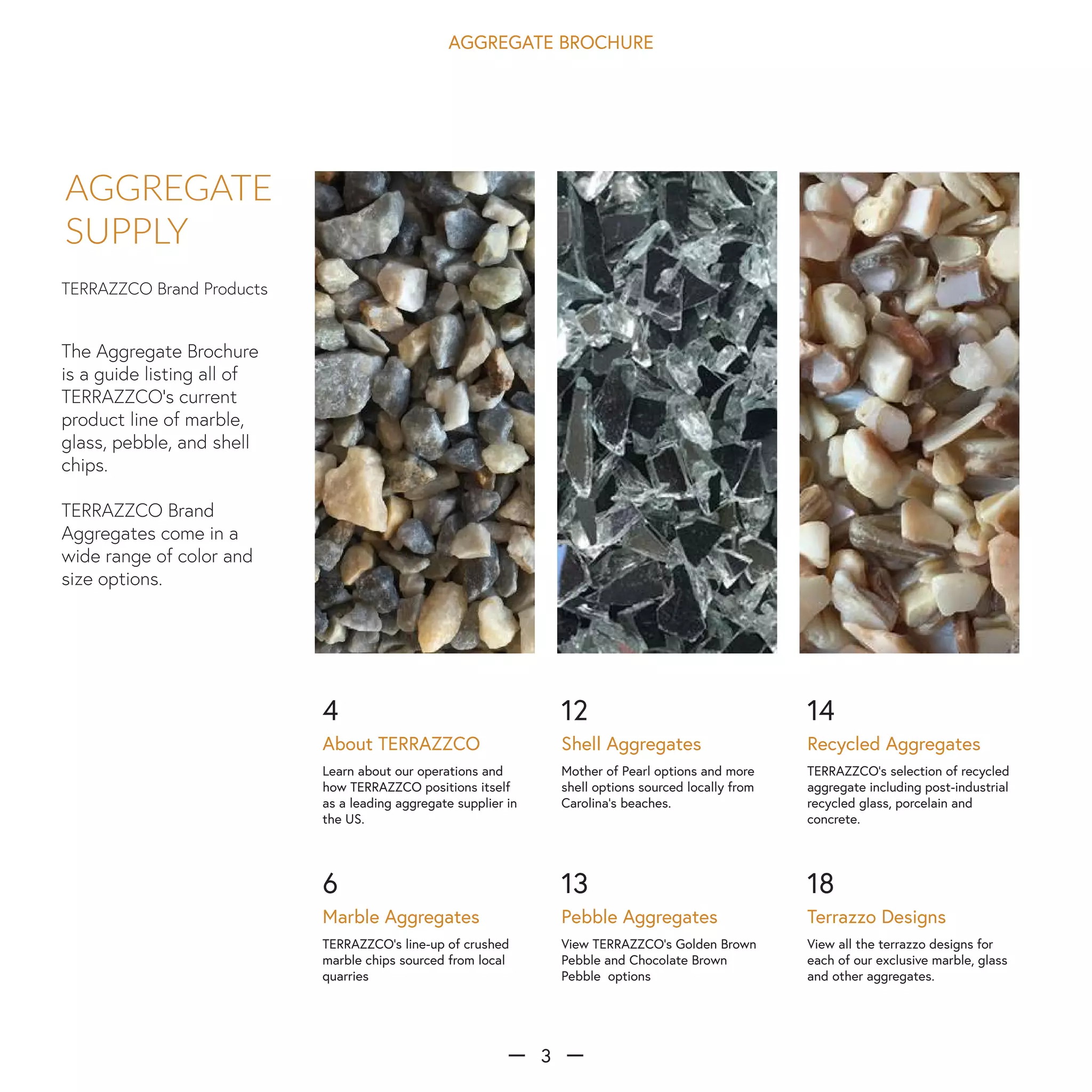 TERRAZZCO Aggregate Brochure: Marble, Glass, Shells | PDF
