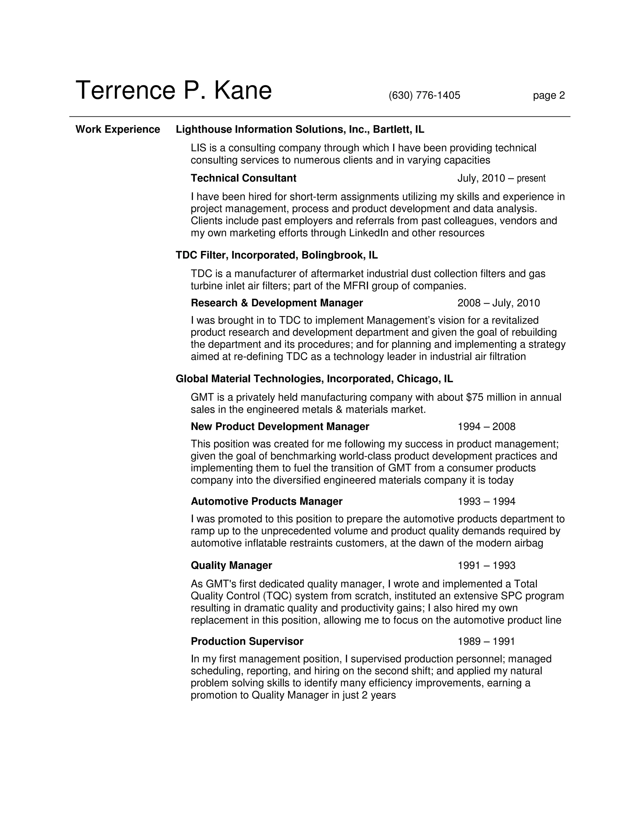 Terrence Kane LinkedIn Resume | PDF