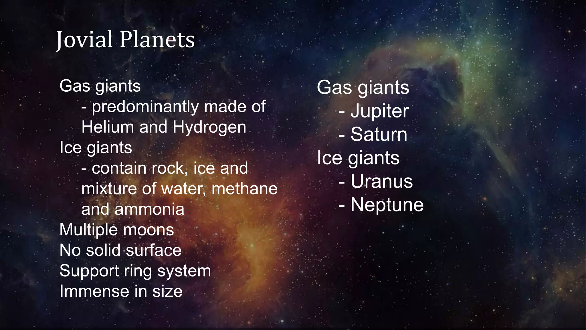 Terrestrial & Jovian Planets | PPTX