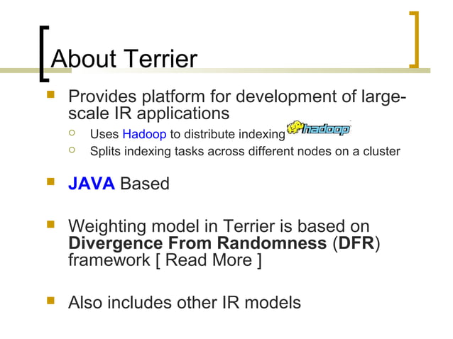 Very Small Tutorial on Terrier 3.0 Retrieval Toolkit | PPT