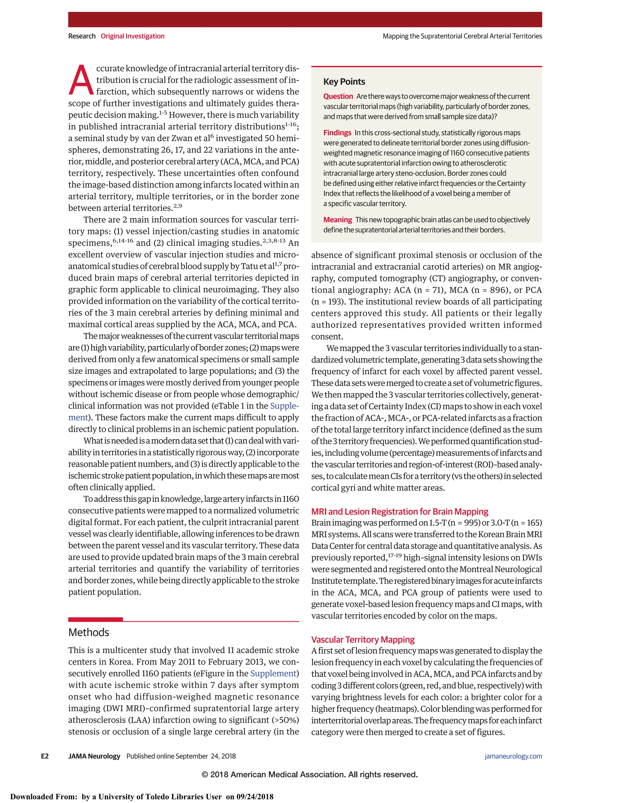 Territorios arteria cerebral. Neurología | PDF