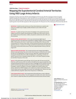 Territorios arteria cerebral. Neurología | PDF