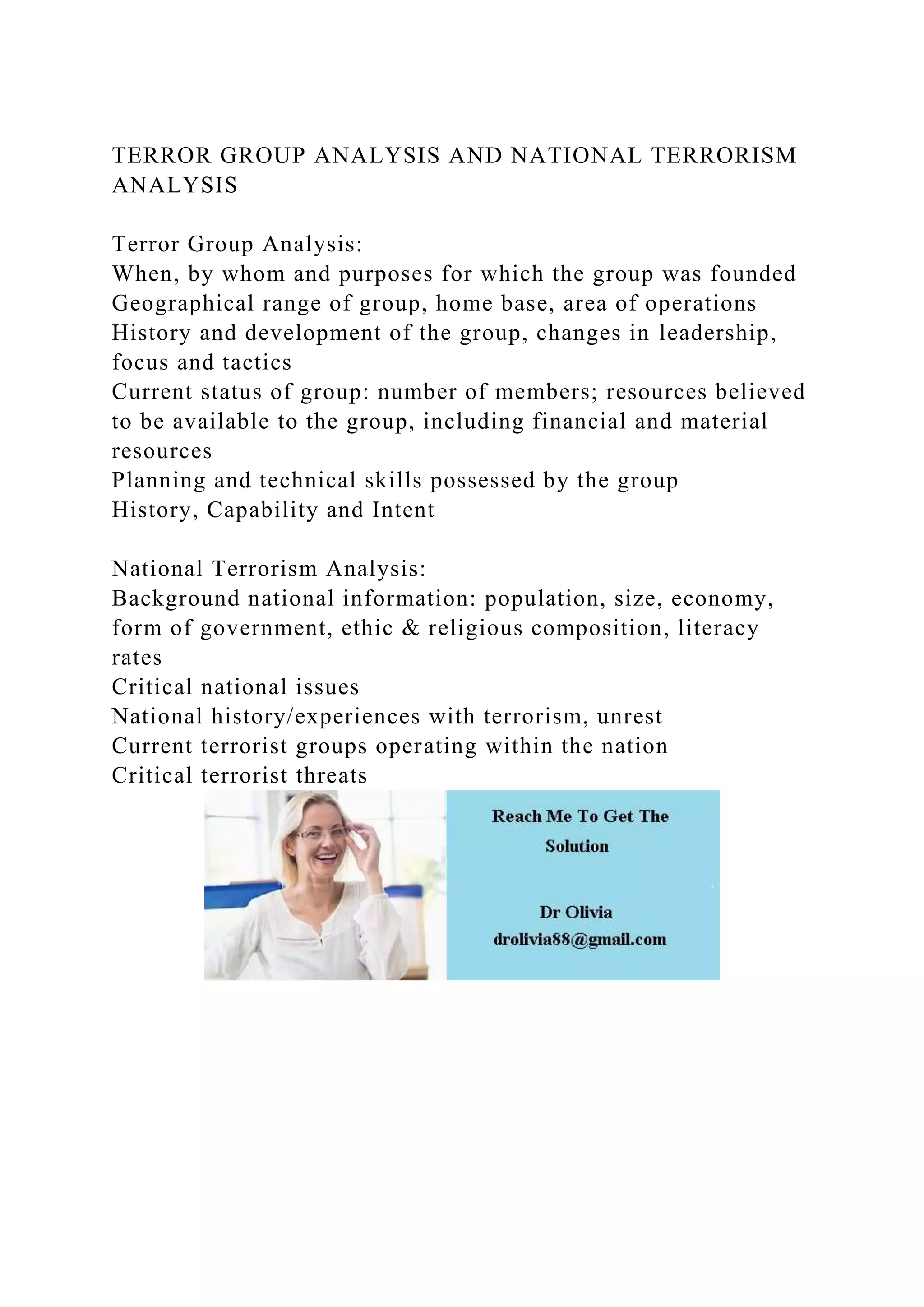 TERROR GROUP ANALYSIS AND NATIONAL TERRORISM ANALYSISTerror Grou.docx