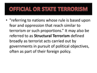 Terrorism-Causes and Types | PPTX