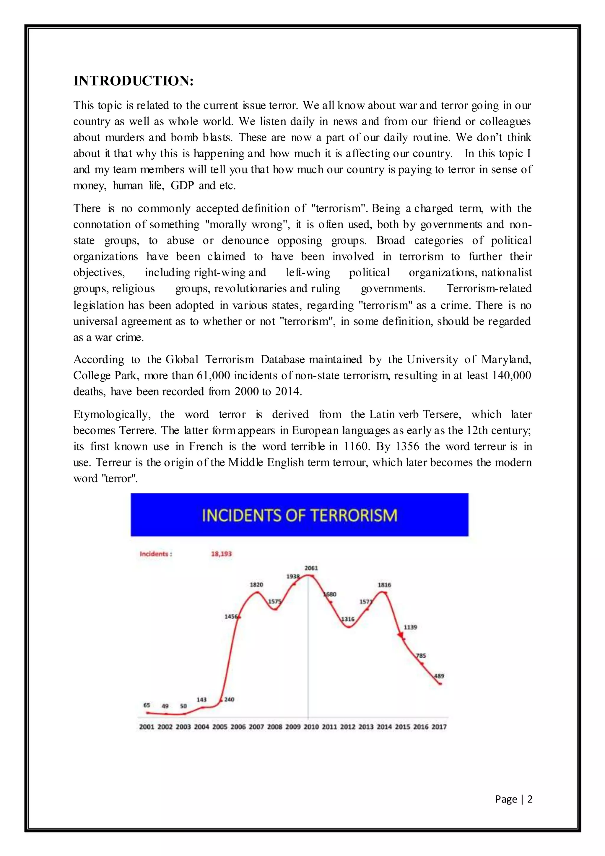 Terrorism | Types of Terrorism | Impacts of terrorism | DOCX