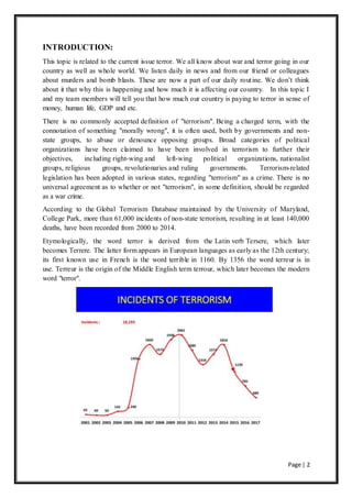 Terrorism | Types of Terrorism | Impacts of terrorism | DOCX