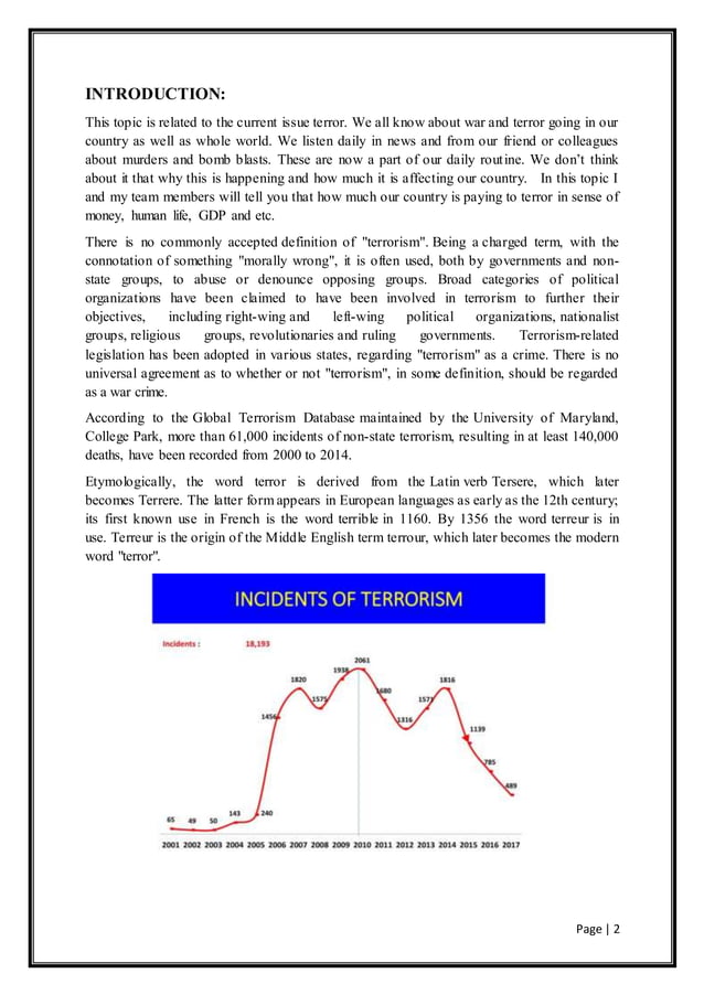 Terrorism | Types of Terrorism | Impacts of terrorism | DOCX