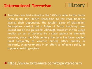 International Terrorism, post 9/11 development. | PPT