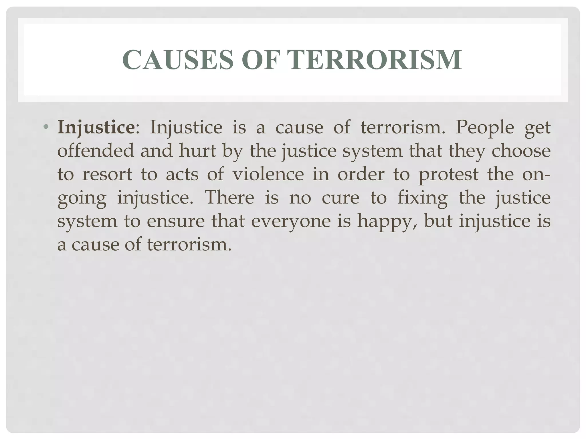 Terrorism causes, effects, and solutions | PPTX