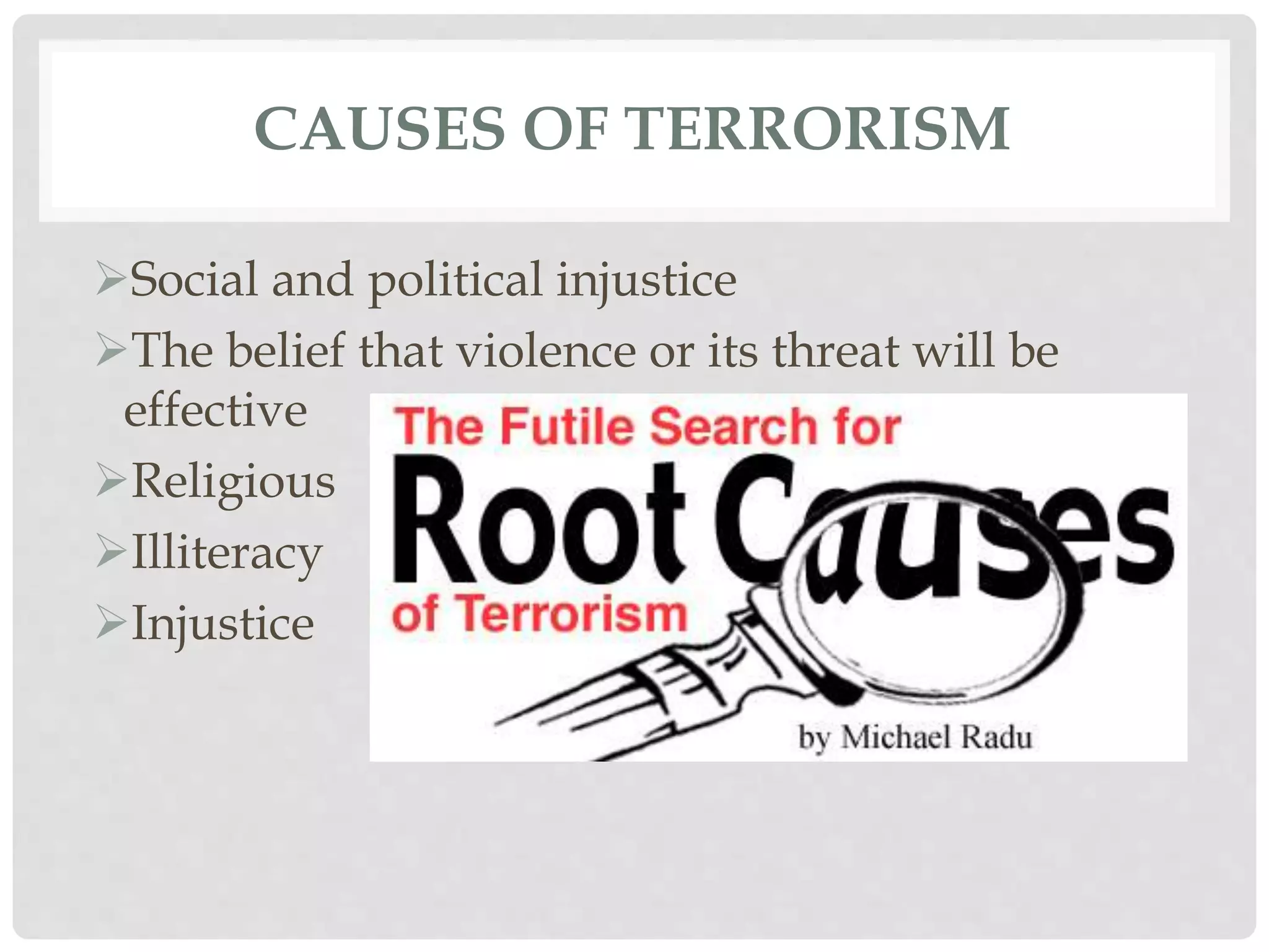 Terrorism causes, effects, and solutions | PPTX