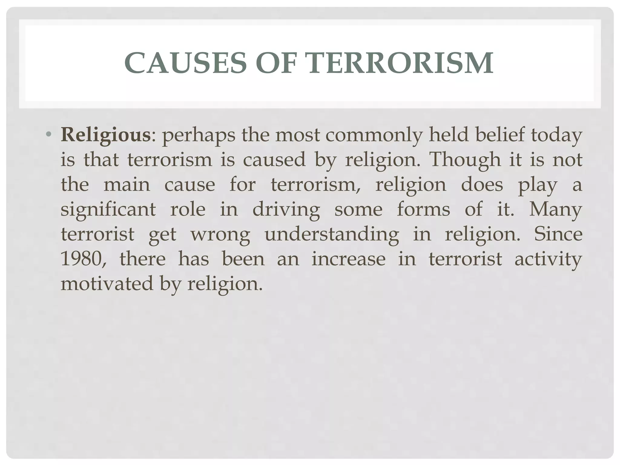 Terrorism causes, effects, and solutions | PPTX
