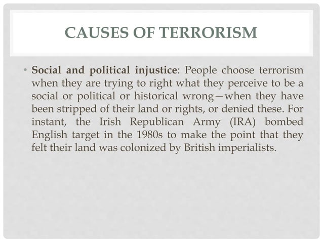 Terrorism causes, effects, and solutions | PPTX