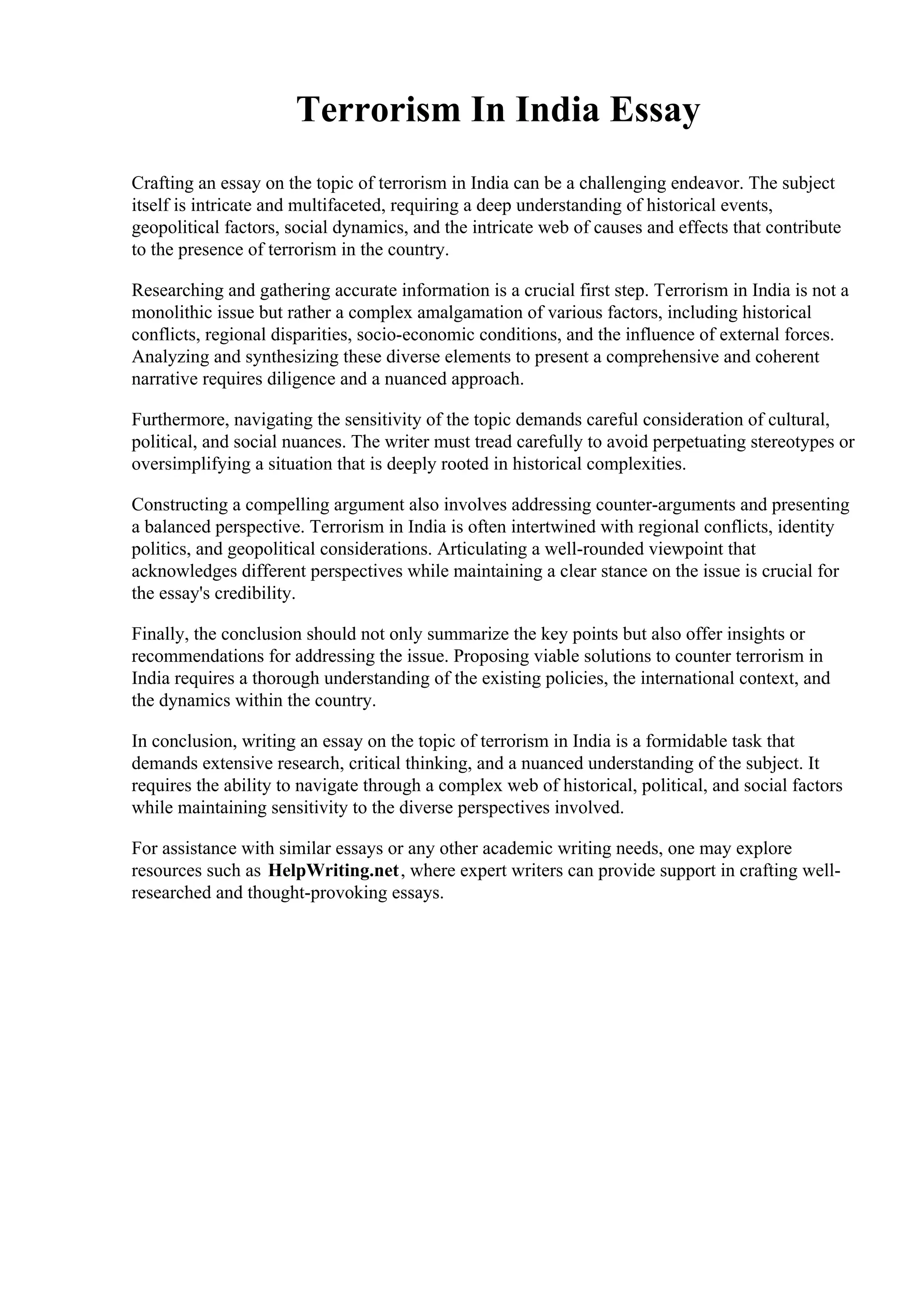 Terrorism In India Essay.pdf