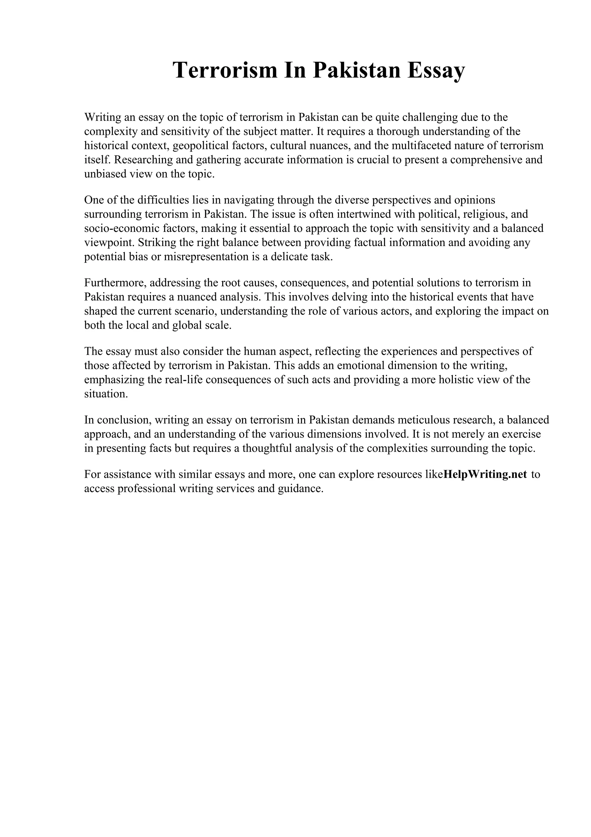 Terrorism In Pakistan Essay. SAE Institute | PDF