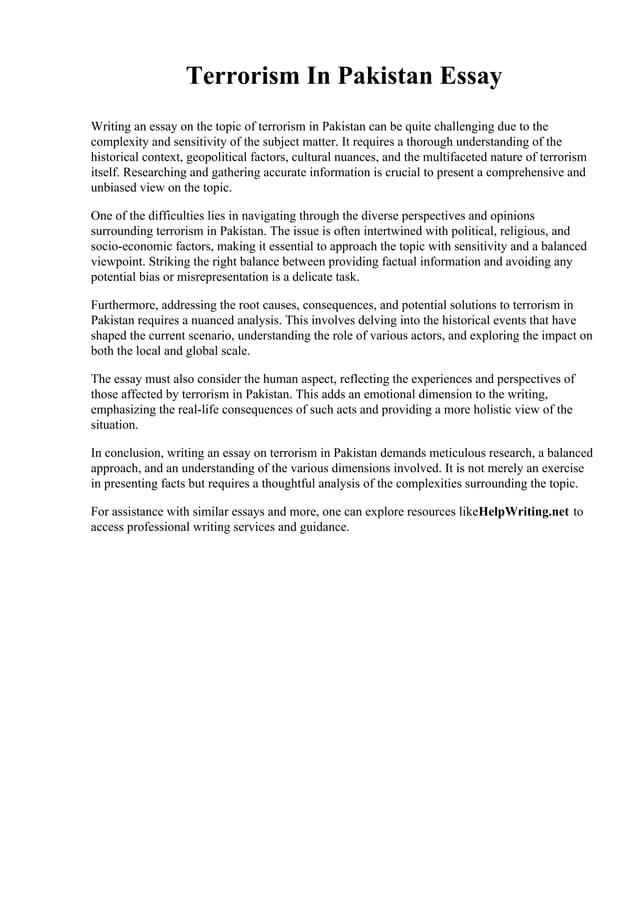 Terrorism In Pakistan Essay. SAE Institute | PDF | Science