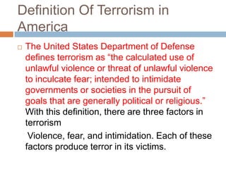 Terrorism In The United States Of America | PPTX